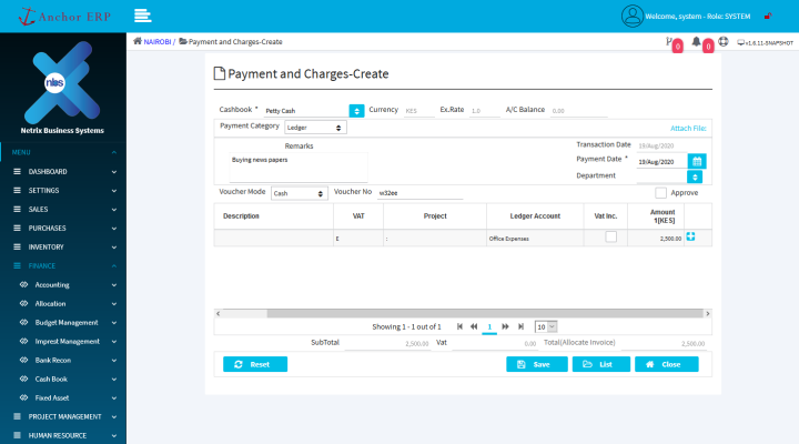 Making Payment – AnchorERP